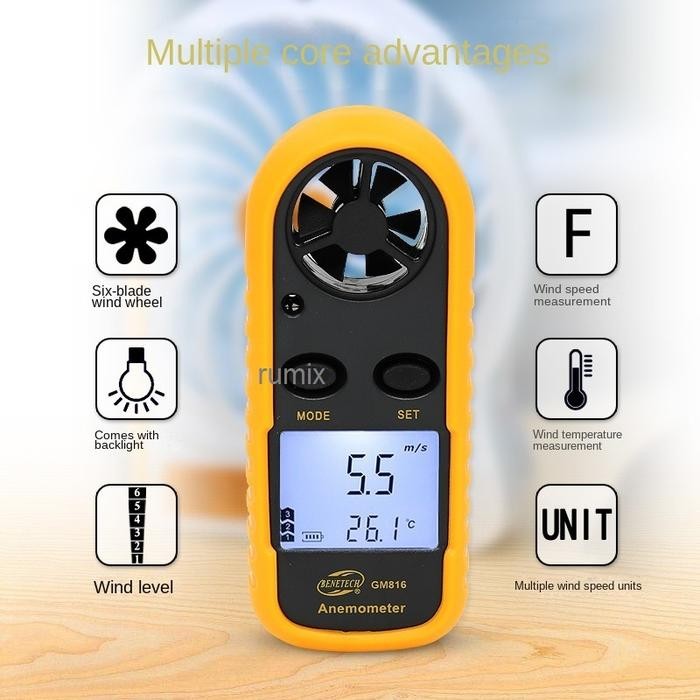 Jual Digital Anemometer Pengukur Kecepatan Angin Thermometer Anemo ...