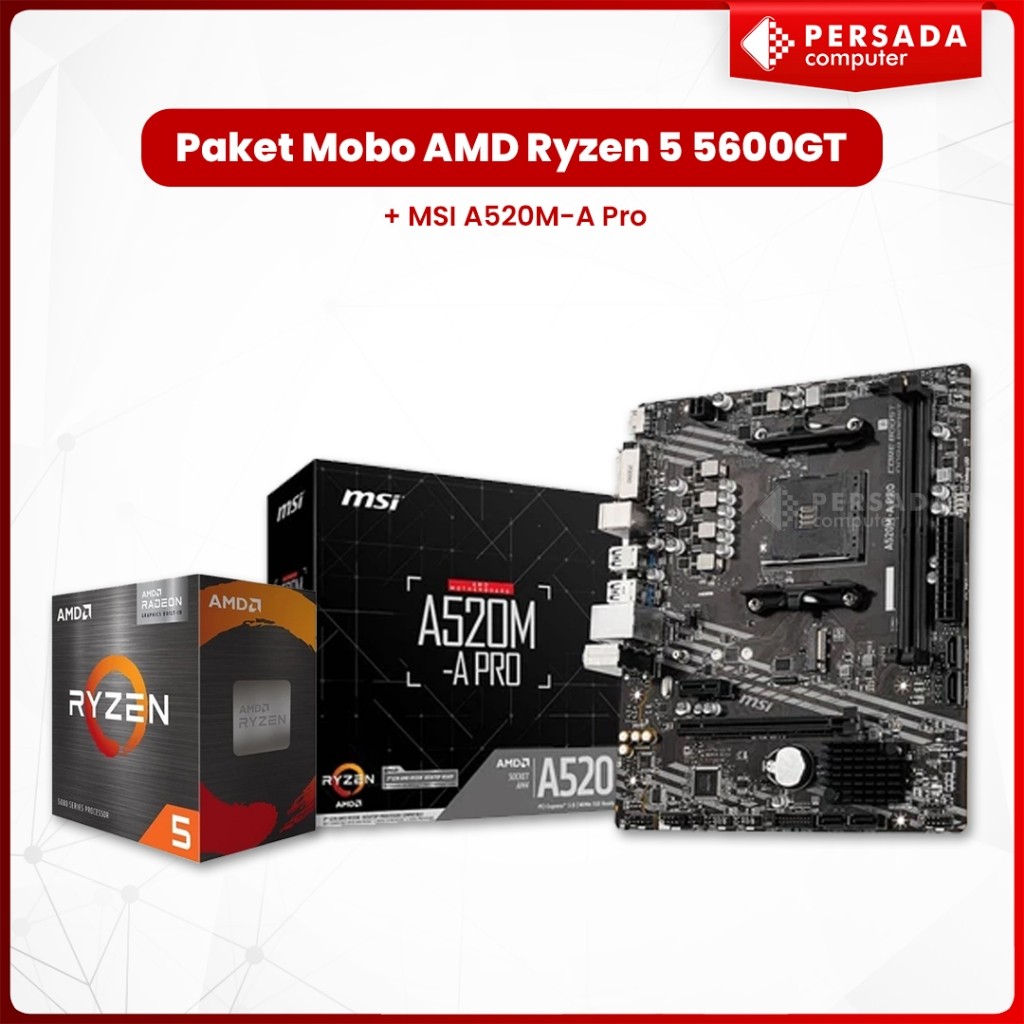 Jual MD Paket Mobo AMD Ryzen 5 5600GT + MSI A520M-A Pro / Asrock A520M ...