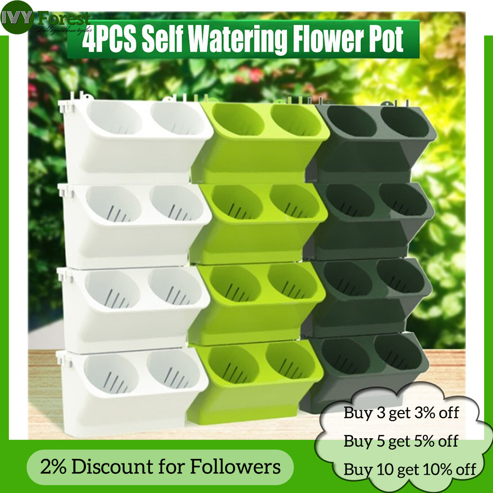 Jual 4 Buah Pot Bunga Penyiraman Mandiri Penanam Taman Vertikal Saku ...
