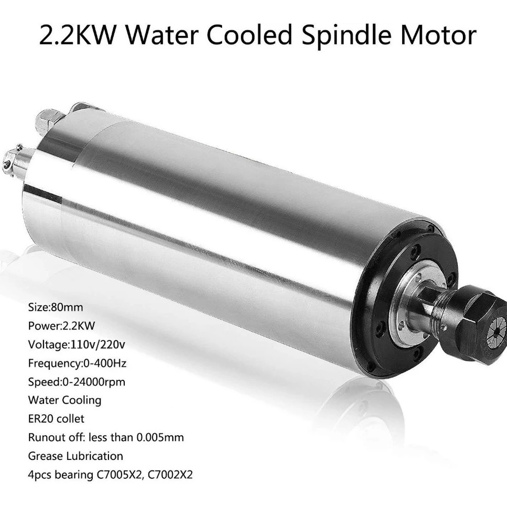 Jual CNC 2.2KW Water Cooled Spindle Kit + 110V/220V Inverter + 80mm ...