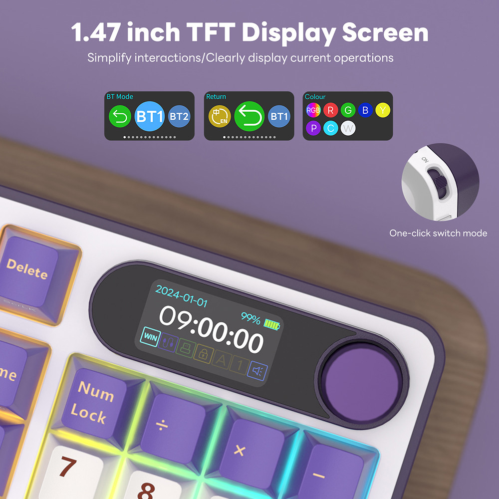 Jual RK ROYAL KLUDGE S98 Wireless Gamer Keyboard Top Mount TFT Screen ...