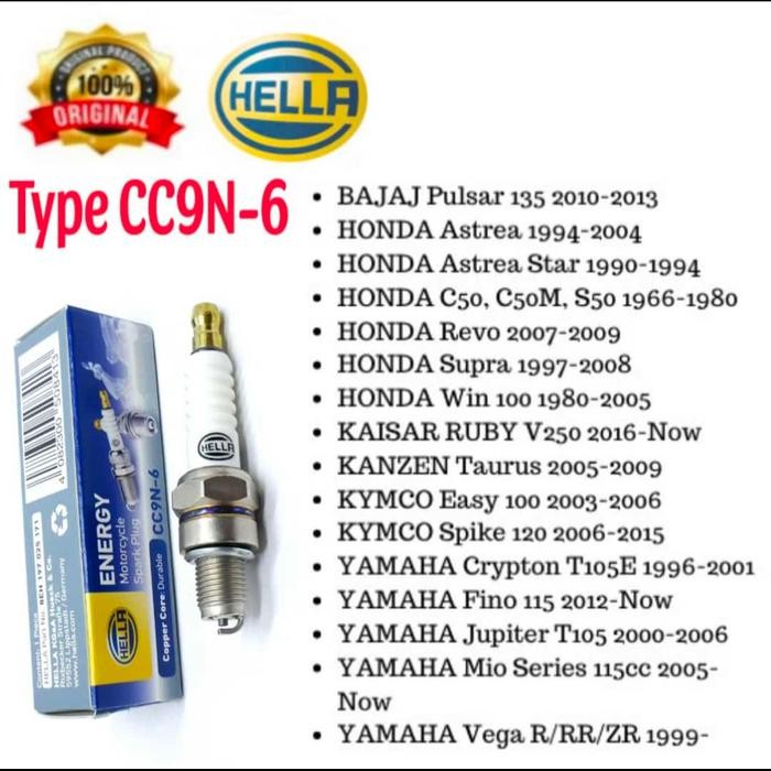 Jual Hella Cc9N-6 Busi Motor Jupiter Z/Mio Lama/Mio J/Mio Soul/Mio M3 ...