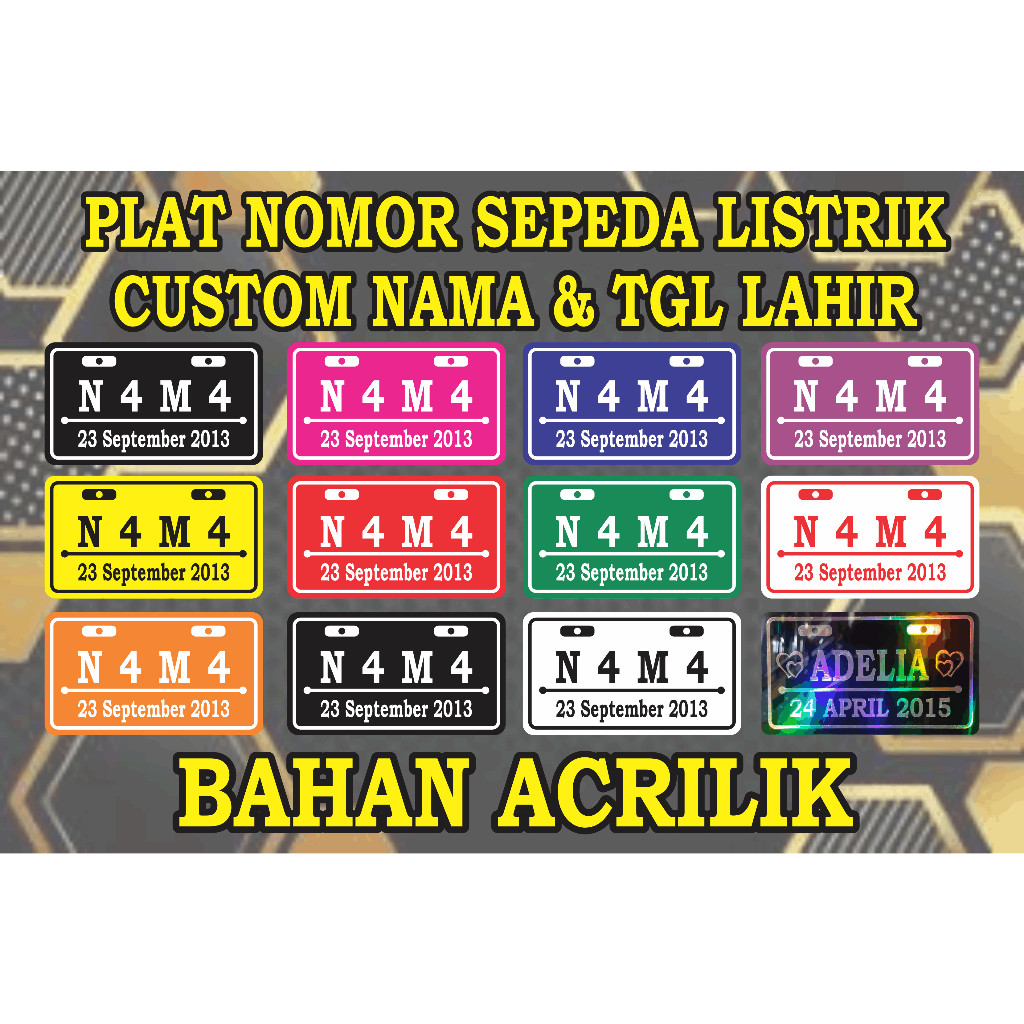 Jual TREA PLAT NOMOR SEPEDA LISTRIK ( CUSTOM NAMA & TGL ) | Shopee ...