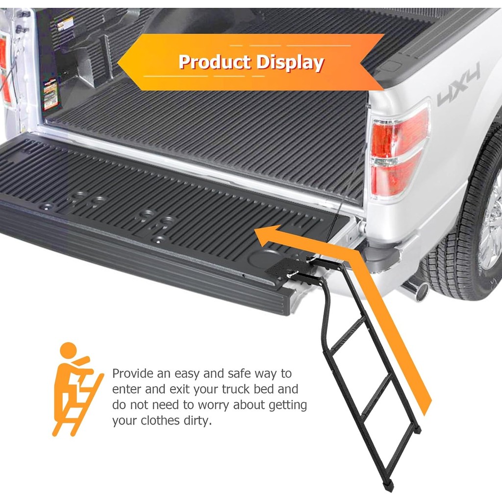 Jual 3 Step Ladder Steel Pickup Truck Accessories Universal Fit ...
