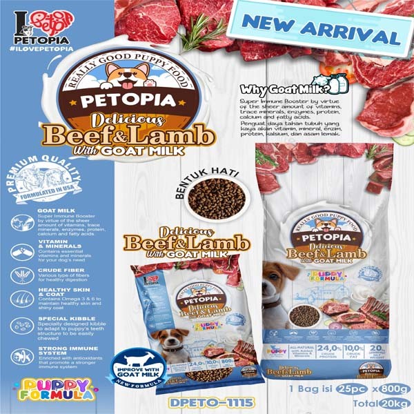 Jual petopia 800 gr puppy beef lamb goat milk REPACK | Shopee Indonesia
