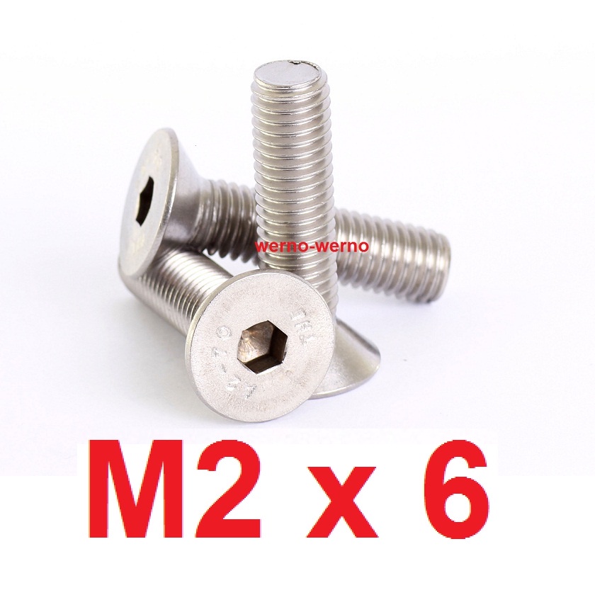 Jual Baut L Flat Head M2x6 Stainless Countersunk M2*6 2mm x 6mm Hex ...