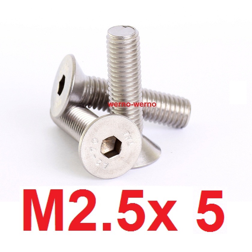 Jual Baut L Flat Head M2.5x5 Stainless Countersunk 2.5mm x 5mm Hex Bolt ...