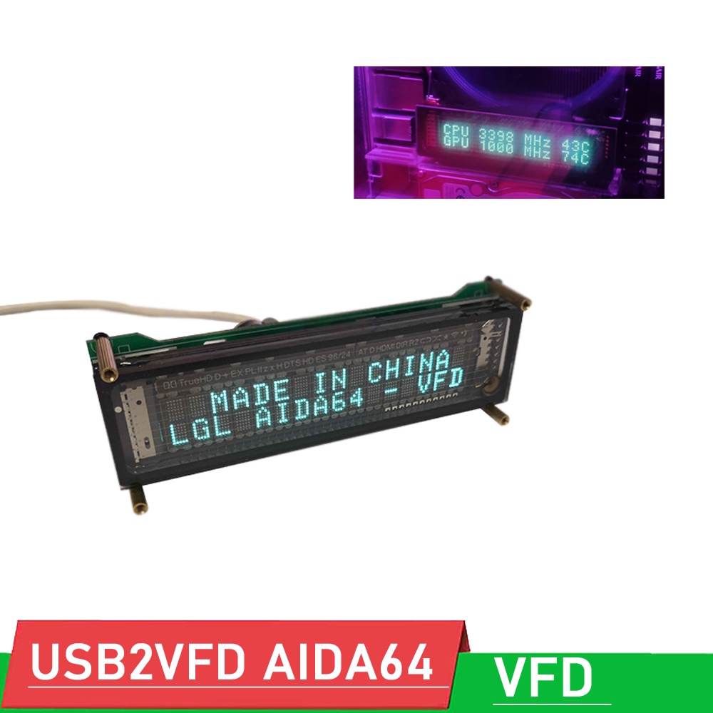 Jual LIM VFD Display AIDA64 Sub-screen VFD Clock USB2VFD AIDA64 Chassis ...
