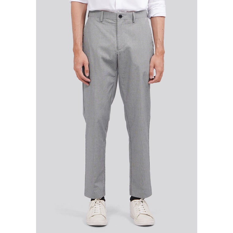 Jual Executive Slim Fit Houndstooth Pants Lt. Grey | Shopee Indonesia