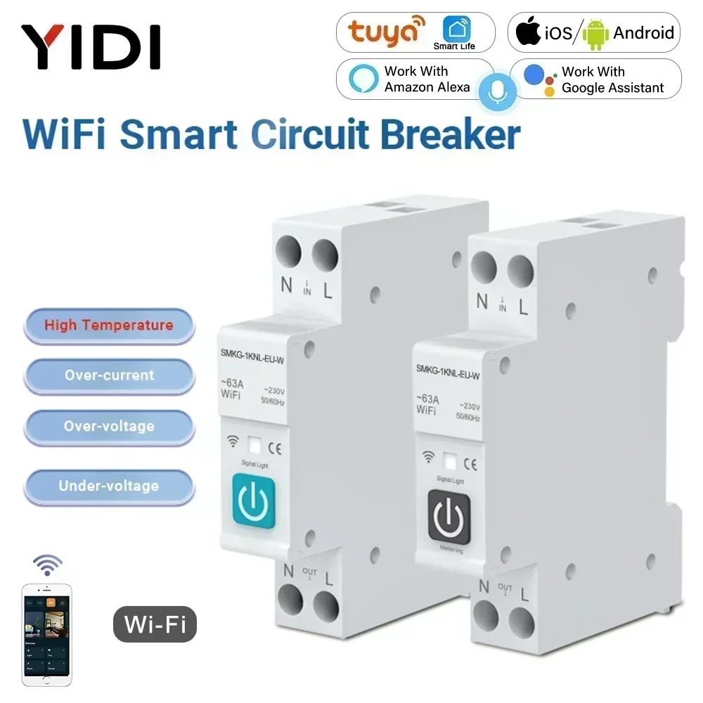 Jual POE Din Rail Adjustable 63A Wifi Smart Home Life 220V AC Remote ...