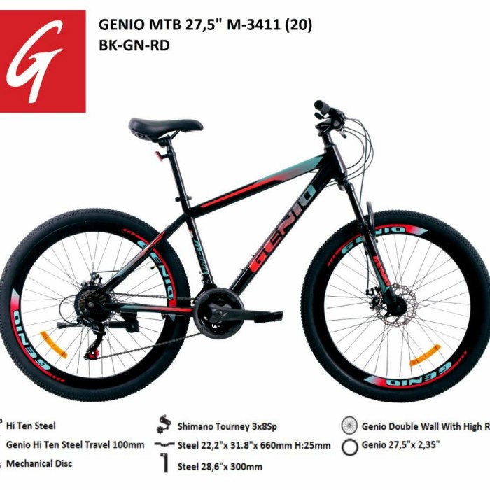 Jual Sepeda Gunung Mtb 27.5 Genio M-3411 New 24 Speed By United | Shopee Indonesia