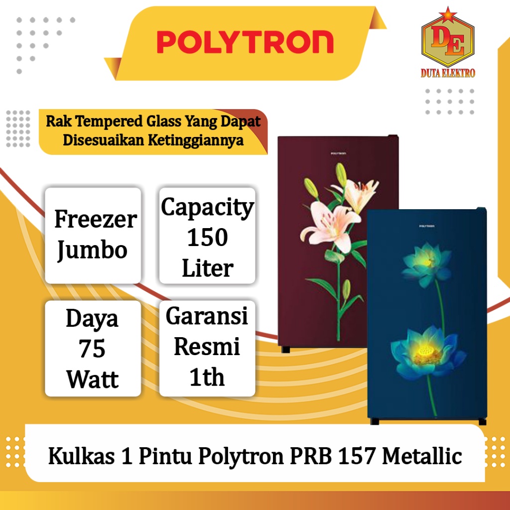Jual Kulkas 1 Pintu Polytron PRB 157 Metallic | Shopee Indonesia