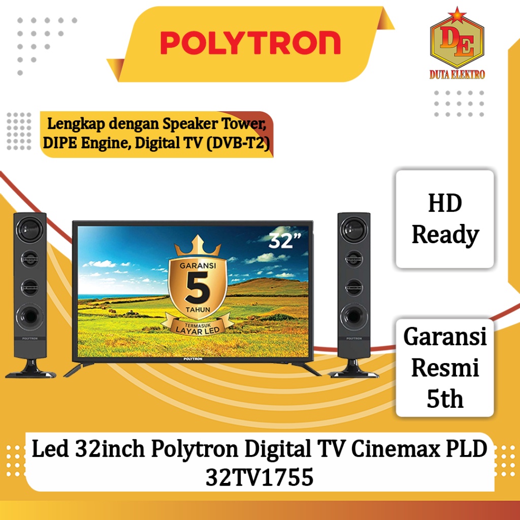 Jual Led 32inch Polytron PLD 32 TV 1755 Digital TV Cinemax | Shopee Indonesia
