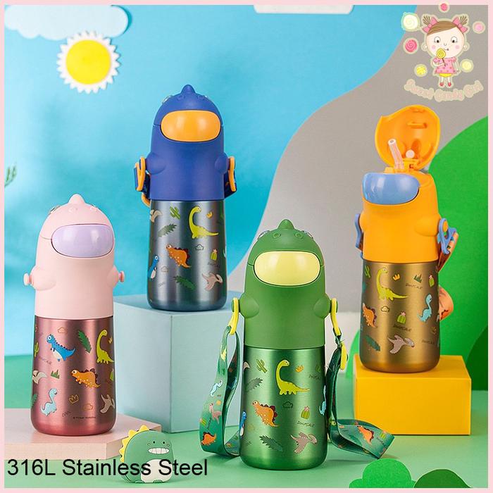 Jual BOTOL MINUM PINKAH BOTOL TERMOS STAINLESS ANAK KARAKTER DINO 470ML ...