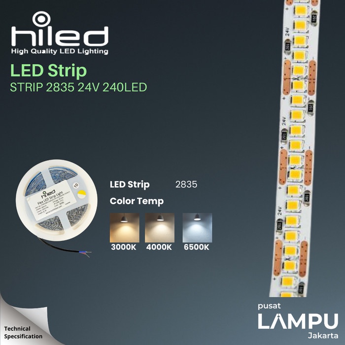 Jual Hiled LED Strip 24V 2835 240LED 6500K, 4000K, 3000K | Shopee Indonesia
