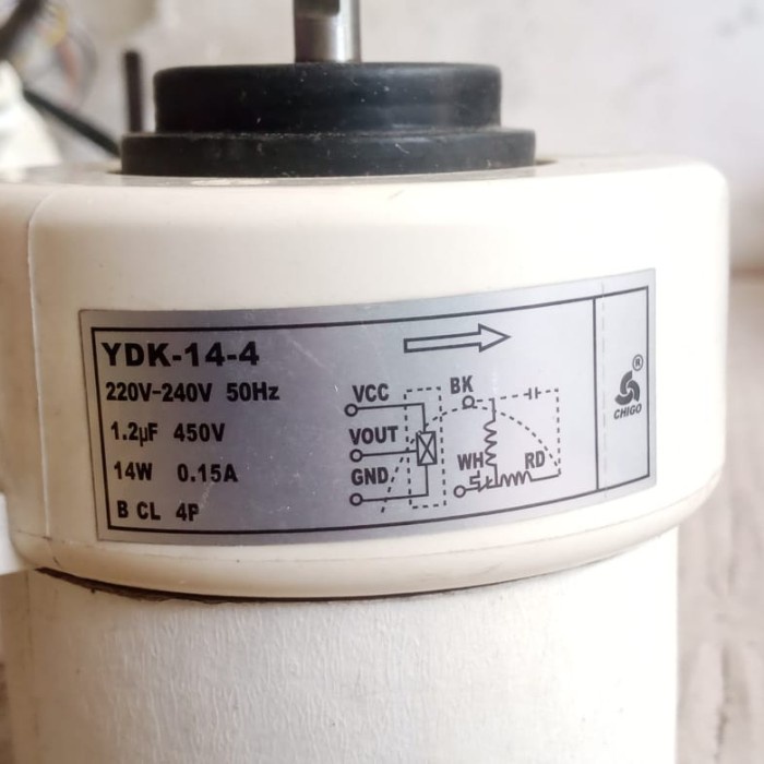 Jual Motor Fan Indoor AC Split YDK-14-4 220-240V 50Hz 1.2uF 450V 14W 0.15A B CL 4P Bekas Cabutan ...