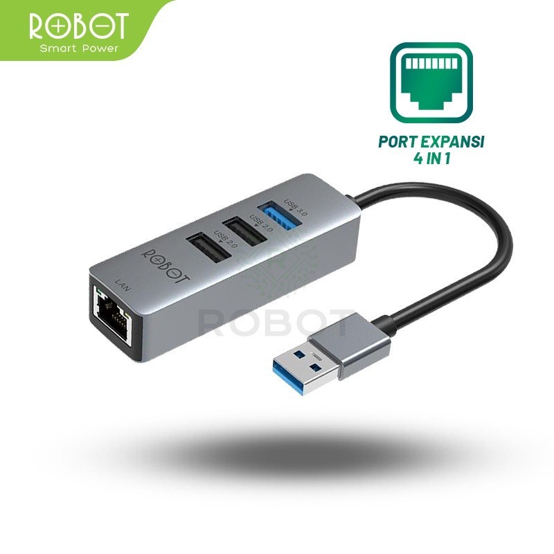 Jual ROBOT USB Hub HEA100 4 in 1 Adapter 3 USB A Ports USB30 and USB20 ...