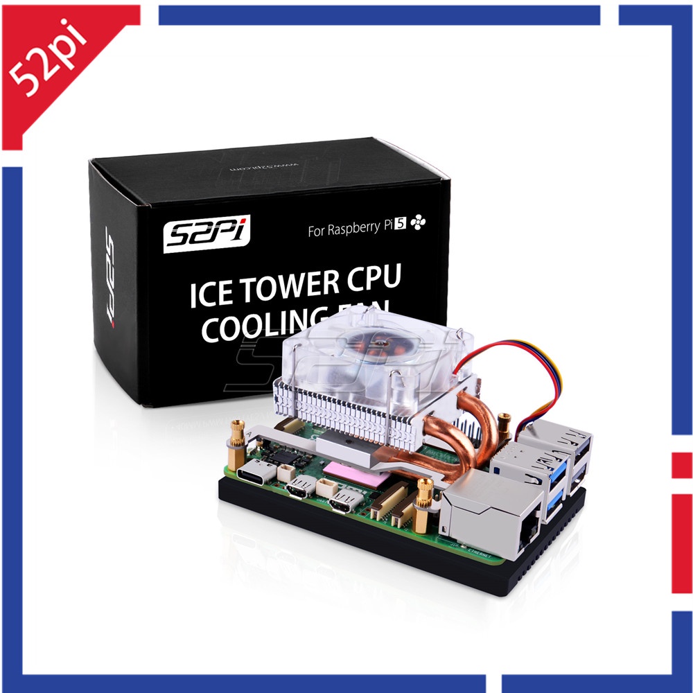 Jual BARU 52Pi Raspberry Pi 5 Low-Profile Ice Tower Cooling Fan RGB LED ...