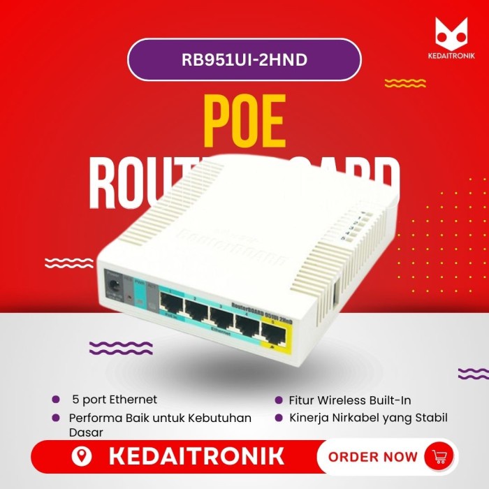 Jual Mikrotik RB951Ui 2HnD Router WiFi Wireless AP 2.4GHz 5 Ethernet ...
