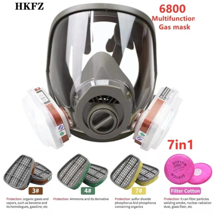 Jual Gas mask acid/organic/ammonia 6800 full face mask respirator oil ...