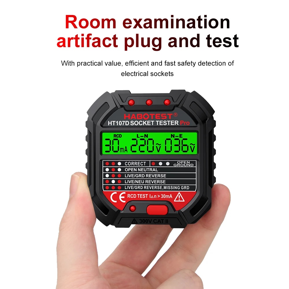 Jual HT106/HT107 Digital Outlet Socket Detector Voltage Test Socket ...