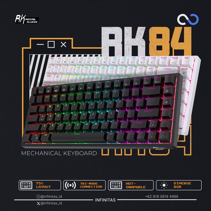 Jual [Good] Royal Kludge RK84 / RK-84 Hotswap Gaming Mechanical ...