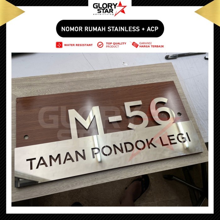 Jual JTTOP [PREORDER] NOMOR RUMAH MINIMALIS ACP MOTIF KAYU + STAINLESS ...