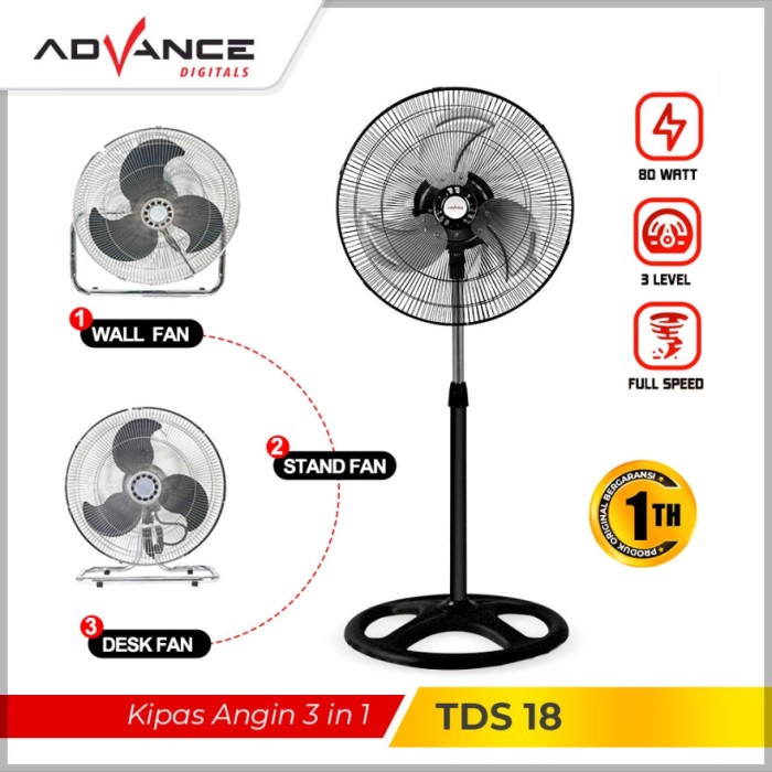 Jual Kipas Angin Besi 18 inch 3in1 Advance / Stand Fan Besi TDS-18 ...