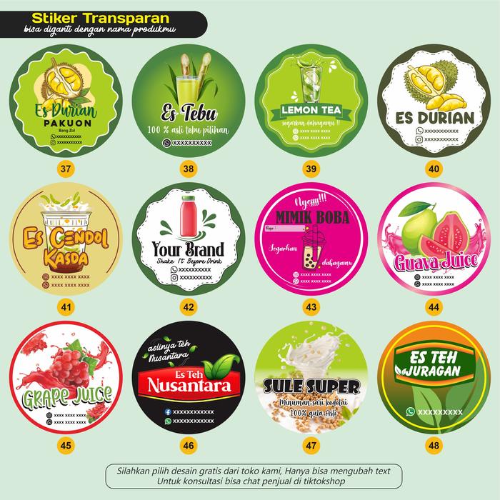 Jual Viral Stiker Label Minuman (Es Teh,Es Jeruk,Boba,Es Teler Dll ...