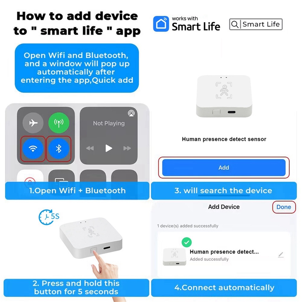 Jual B74A Tuya Zigbee Human Presence Detector Smart Human Body Pir ...