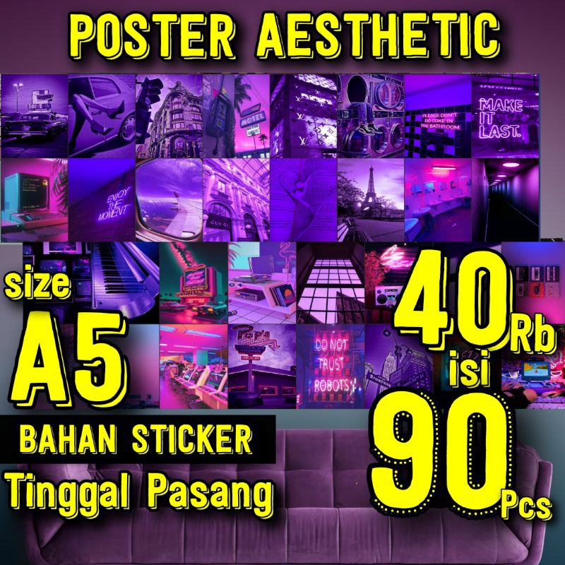 Jual poster dinding aesthetic paket isi 90pcs dekorasi dinding bahan ...