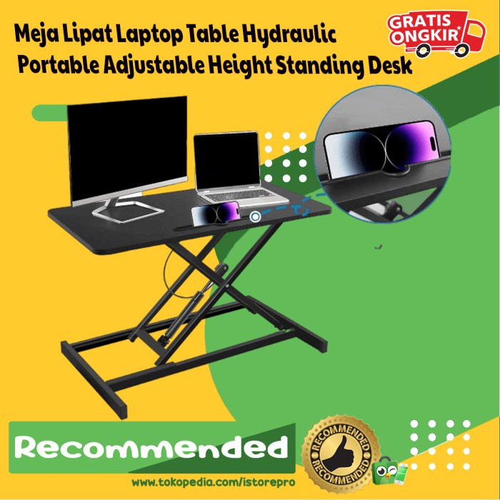 Jual Meja Lipat Laptop Liftable Foldable Stand Bed Minimalis Table ...