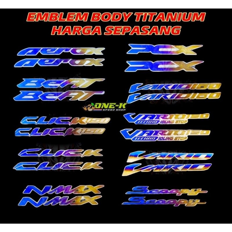 Jual emblem logo body titanium vario 125 150 beat Scoopy nmax aerox mio ...