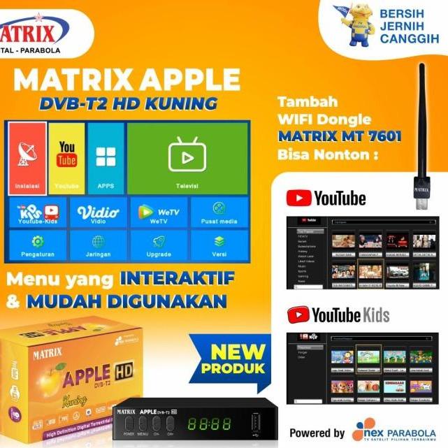 Jual STB SET TOP BOX DVBT2 MATRIX APPLE KUNING UNTUK SIARAN TV DIGITAL | Shopee Indonesia