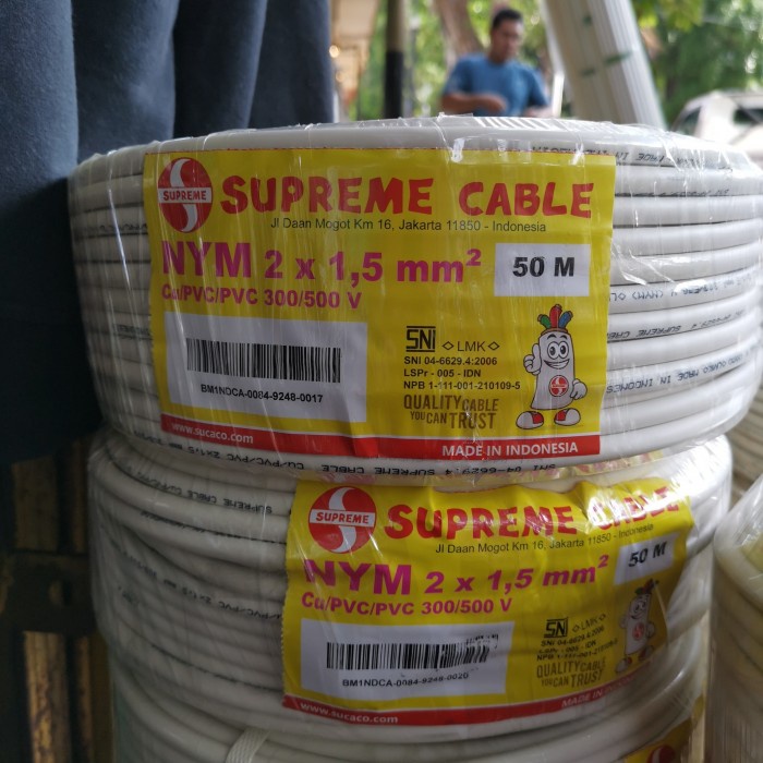 Jual Kabel Listrik Supreme NYM 2x1.5mm 2x1.5 50meter 50m Original 100% Kabelindo/Kabelmetal ...