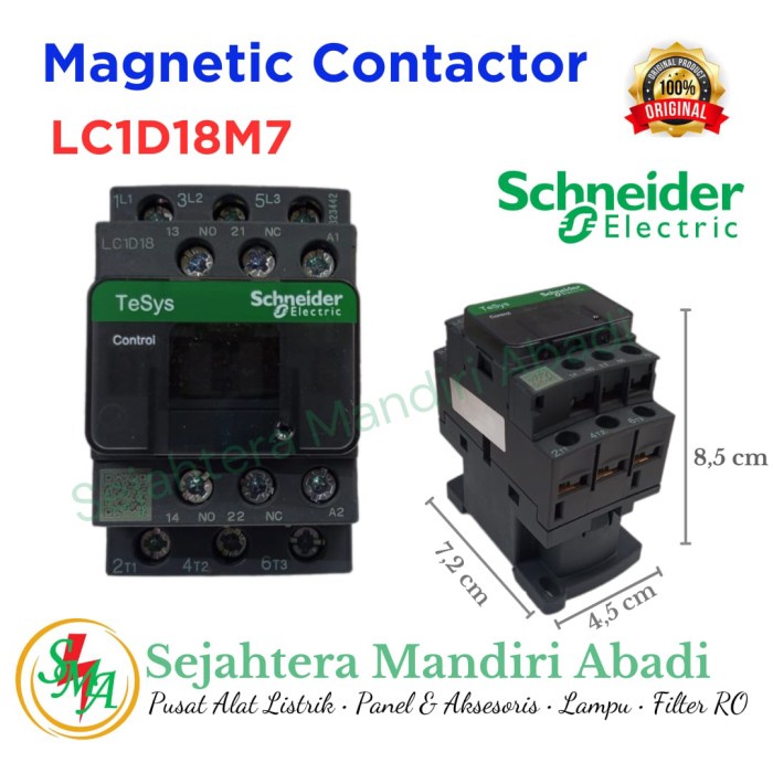 Jual Kontaktor Schneider LC1D18M7 Coil 220Vac 3 Phase Magnetic ...