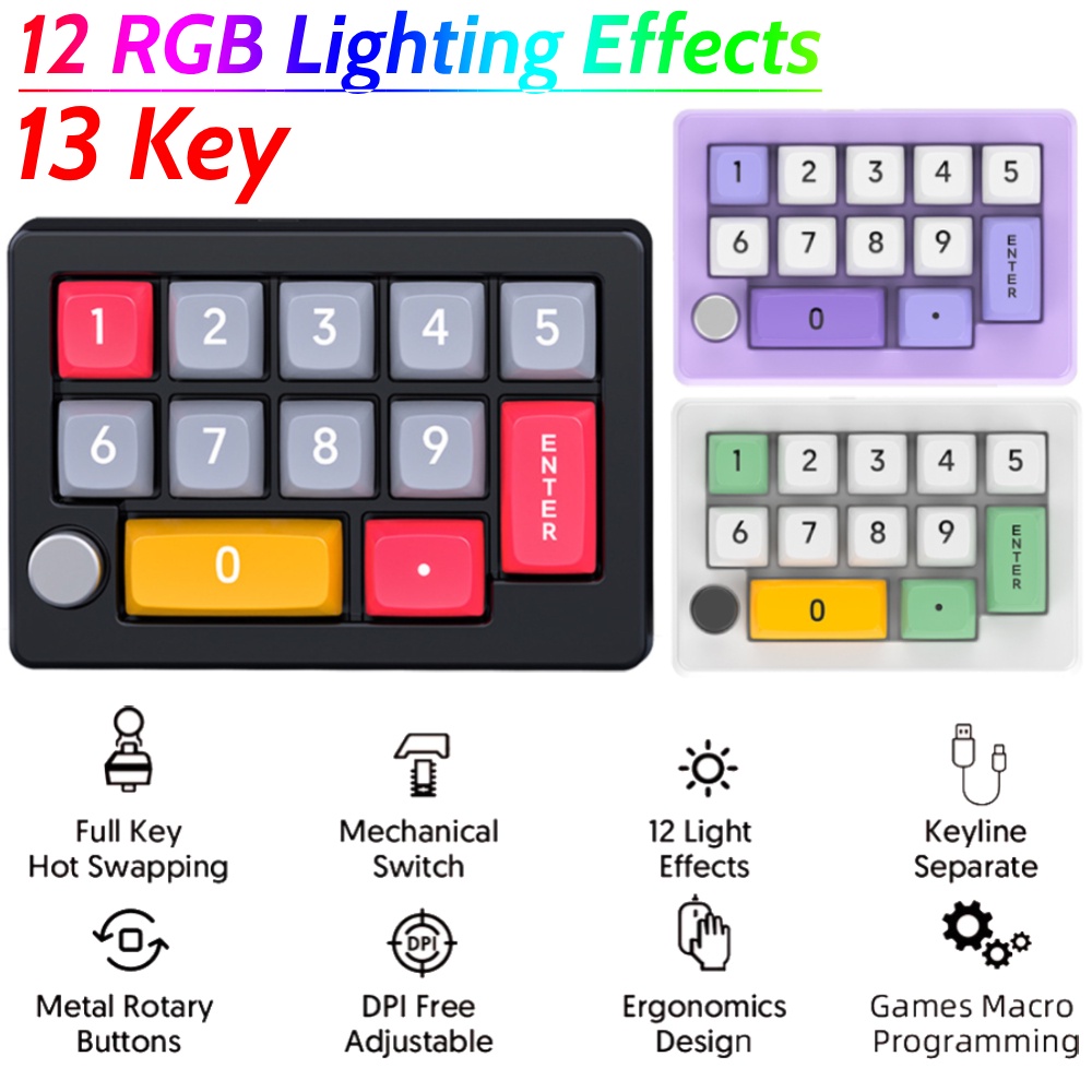 Jual 13 Key Wired Macro Programmable Mini Gaming Keyboard Fully Hot ...