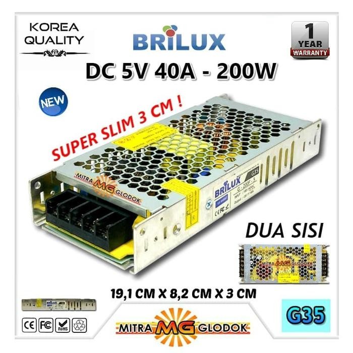 Jual Juara_Tecno Power Supply Switching Dc 5V 40A 200W - Slim Tipis 2 Sisi Brilux - G35 | Shopee ...