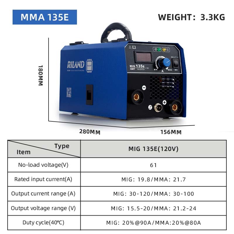 Jual Riland Mig 135E 3In1 Mma/Mig/Gasless Mig Inverter Welding Machine Contact Welding Non-Gas ...