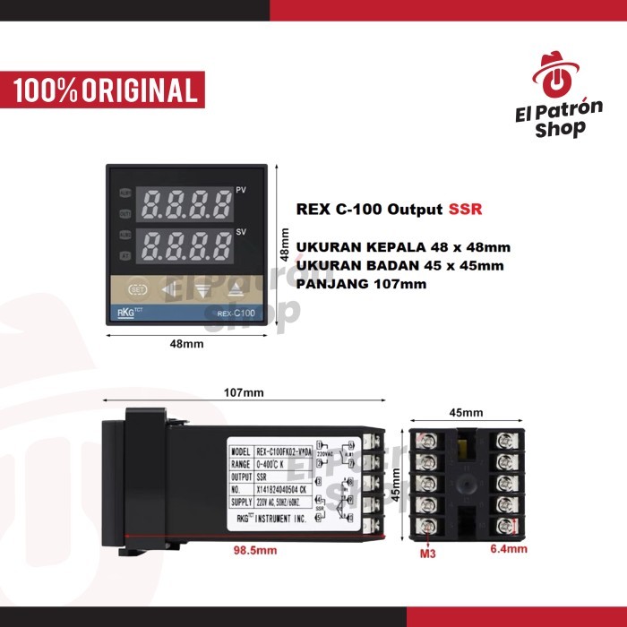 Jual Paket Pid Rex C100 Output Ssr Thermocouple 1 Meter Ssr 40Da | Shopee Indonesia