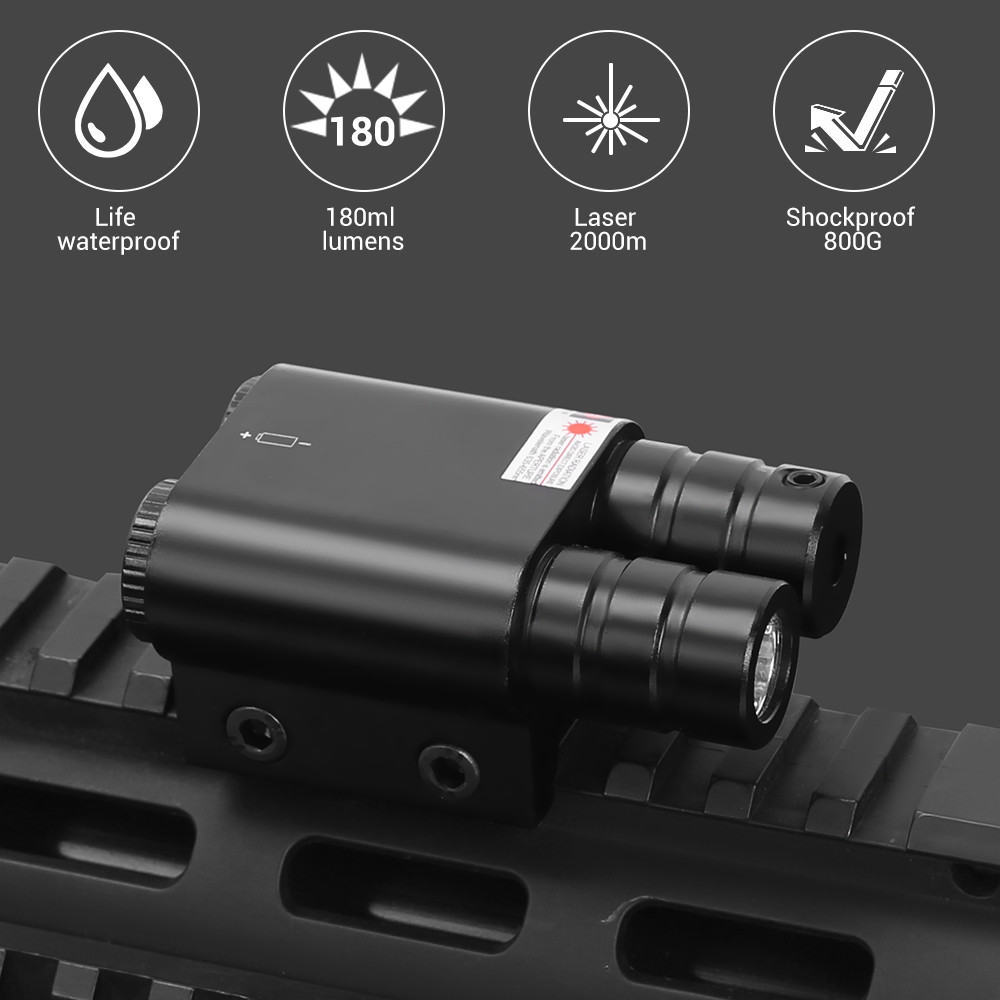 Jual 200 Lumens Gun Light Weapon Light Pistol Laser Light Combo Tactical Flashlight Pistol ...