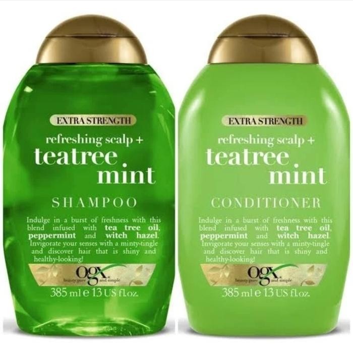 Jual OGX Organix extra strength Shampoo Refreshing Scalp TeaTree Mint ...