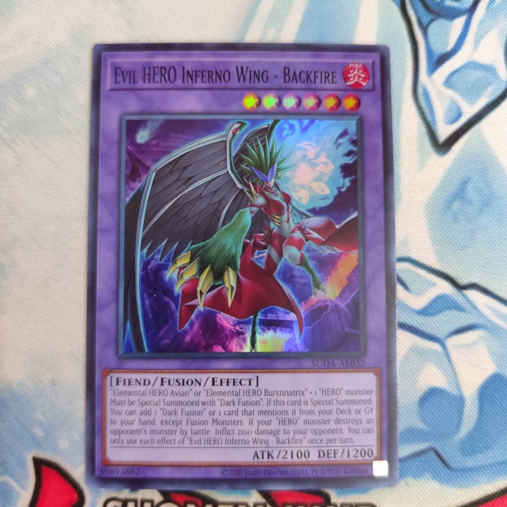 Jual yugioh AE evil hero inferno wing backfire SUDA-AE032 SR original ...