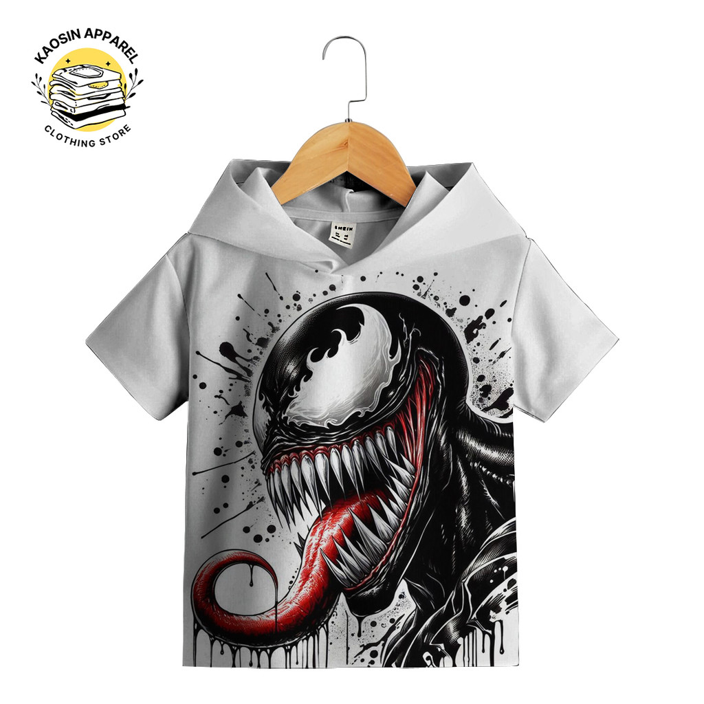 Jual Baju Kaos Hoodie Anak Lucu Imut Animasi Venom Putih S4 Gambar 3D ...