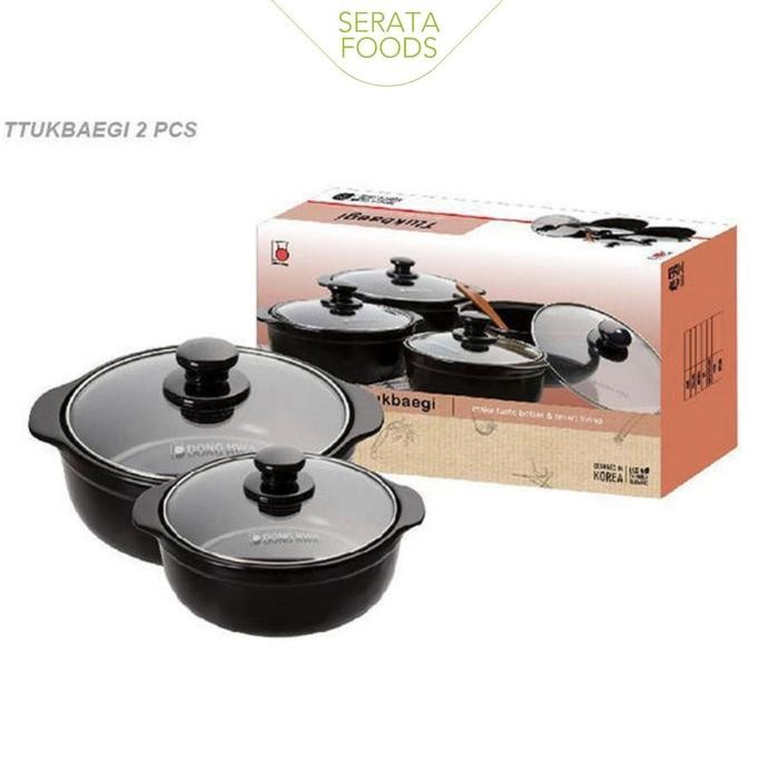 Jual Dong Hwa G102S2 Ttukbaegi with Glass Lid Set / mangkok sup korea ...
