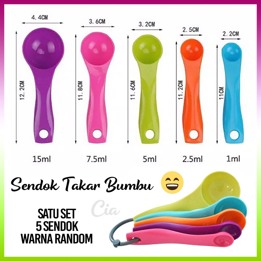Jual Sendok Takar Bumbu Set 5 in 1 Measuring Spoon Warna Warni Ukuran ...
