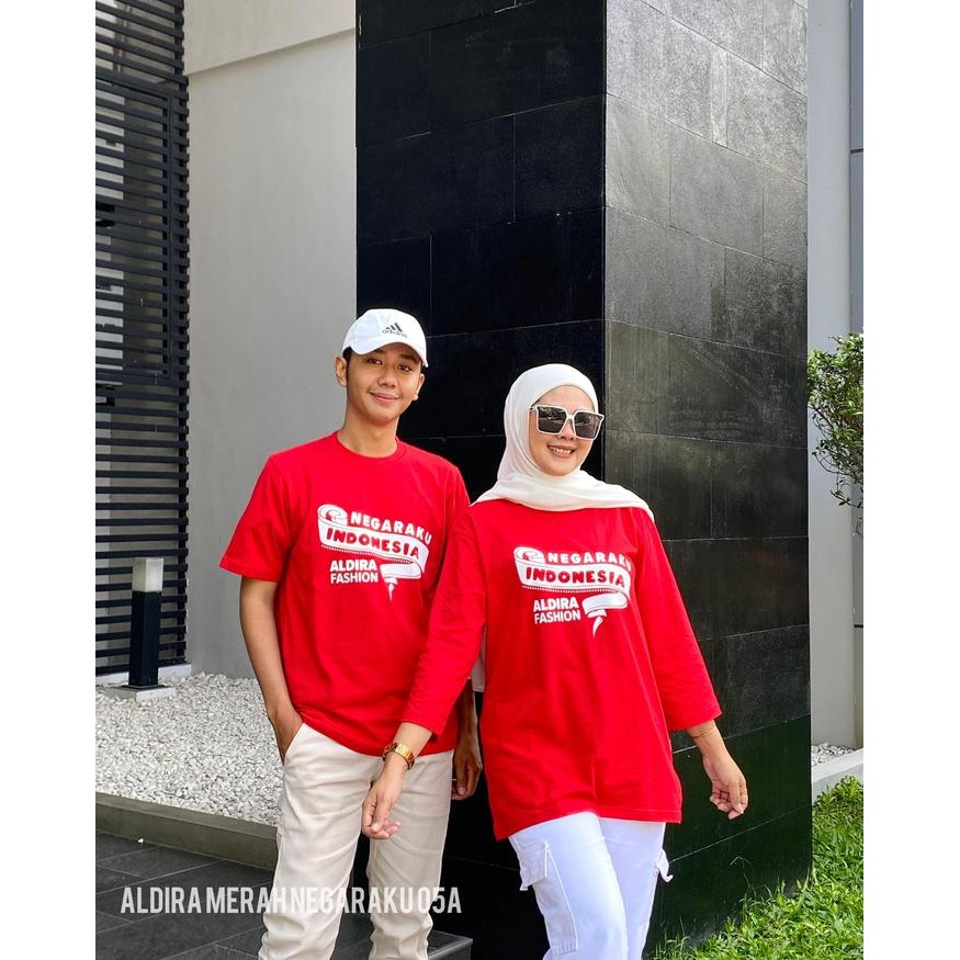 Jual ALDIRA kaos couple oversize merah kemerdekaan / kaos couple ...