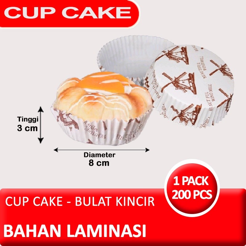 Jual Tungtung Party Paper Cup Case Roti Bulat 8 Cm Kincir Isi 200Pcs ...