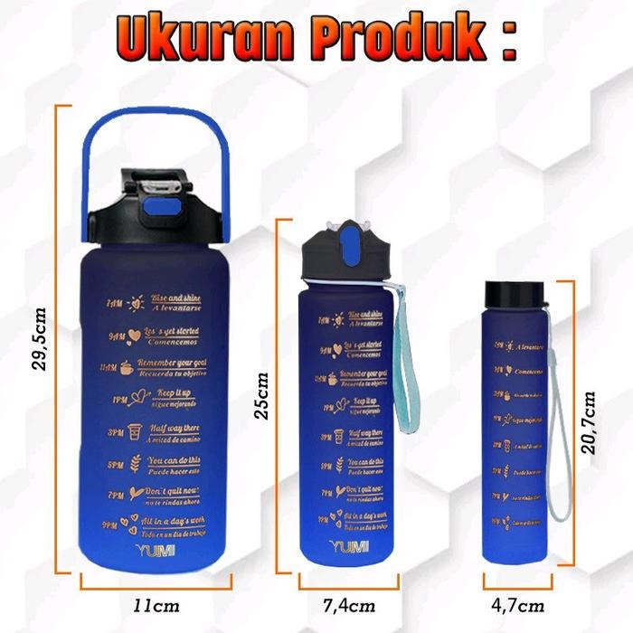 Jual ID LT NEW BOTOL MINUM GRADASI VIRAL BERANAK 3 IN 1 (2000ML 900ML 300ML) FREE STIKER DAN ...