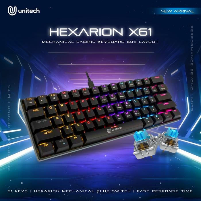 Jual Keyboard Gaming Kabel Mechanical Unitech HEXARION X61 Size 60 ...